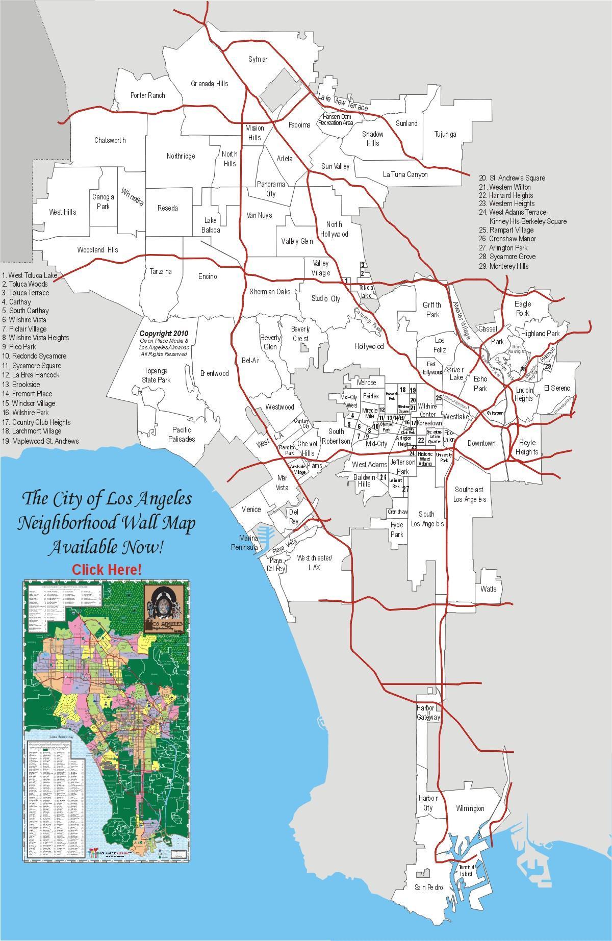 Mapa da cidade de Los Angeles - mapa da Cidade de Los Angeles ...